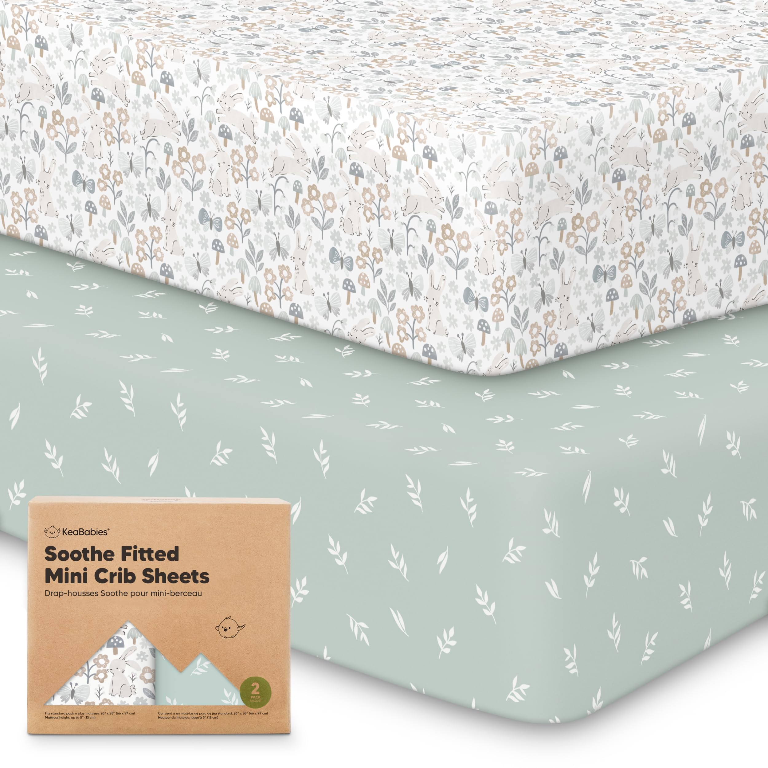 Amazon.com: 2-Pack Mini Crib Sheets Fitted, Pack and Play Sheets ...