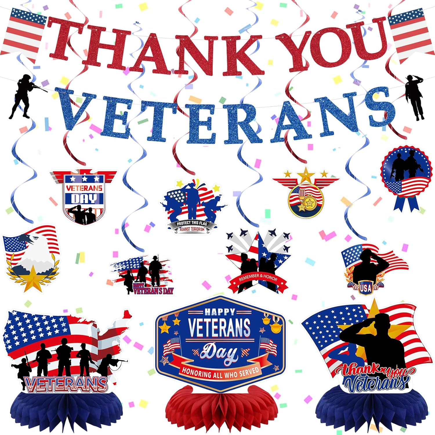 Amazon.com: Veterans Day Party Decorations - Thank You Veterans Banner ...