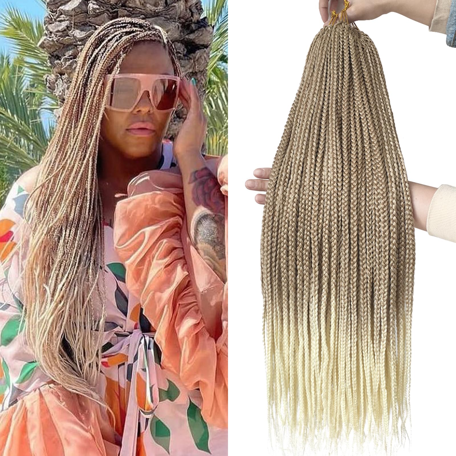 Snapklik.com : T27/613 Blonde Crochet Box Braids Pre Looped 24 Inch ...