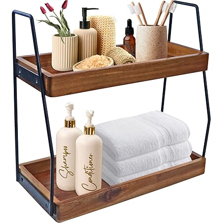 Amazon.com: Tokokimo 2 Tier Bathroom Organizer Countertop, Acacia Wood ...