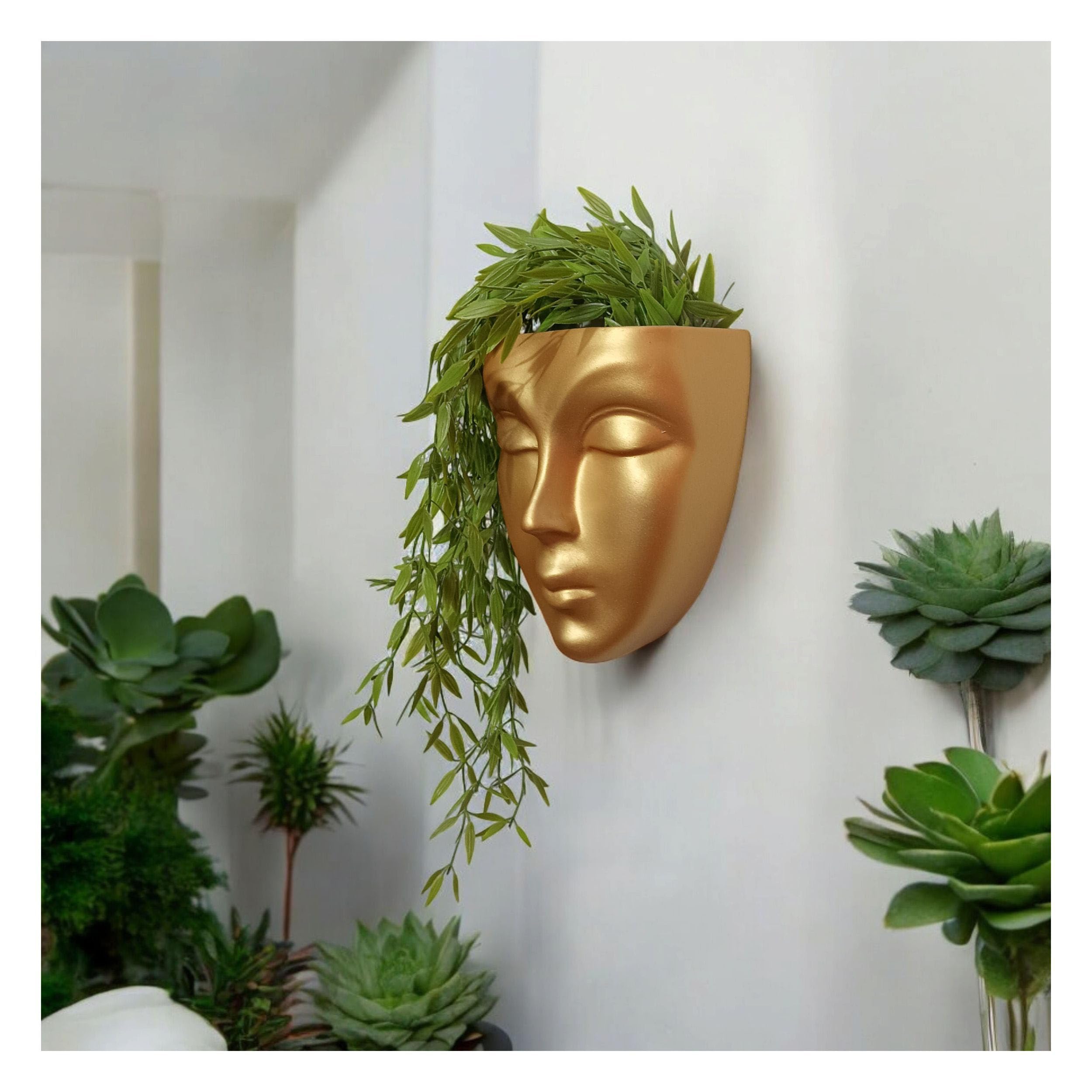 DZIGN Face Planter, Head Planter, Wall Hanging Planter for Home Decor ...