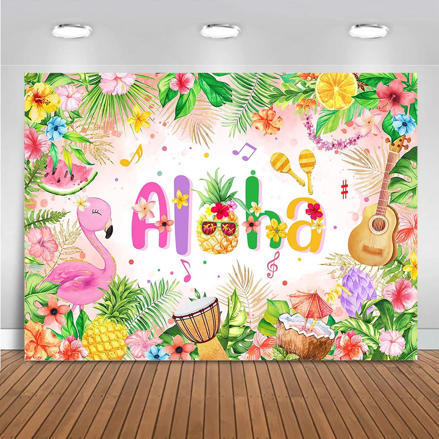 Amazon.com : Mocsicka Aloha Backdrop Hawaiian Flamingo Summer Tropical ...