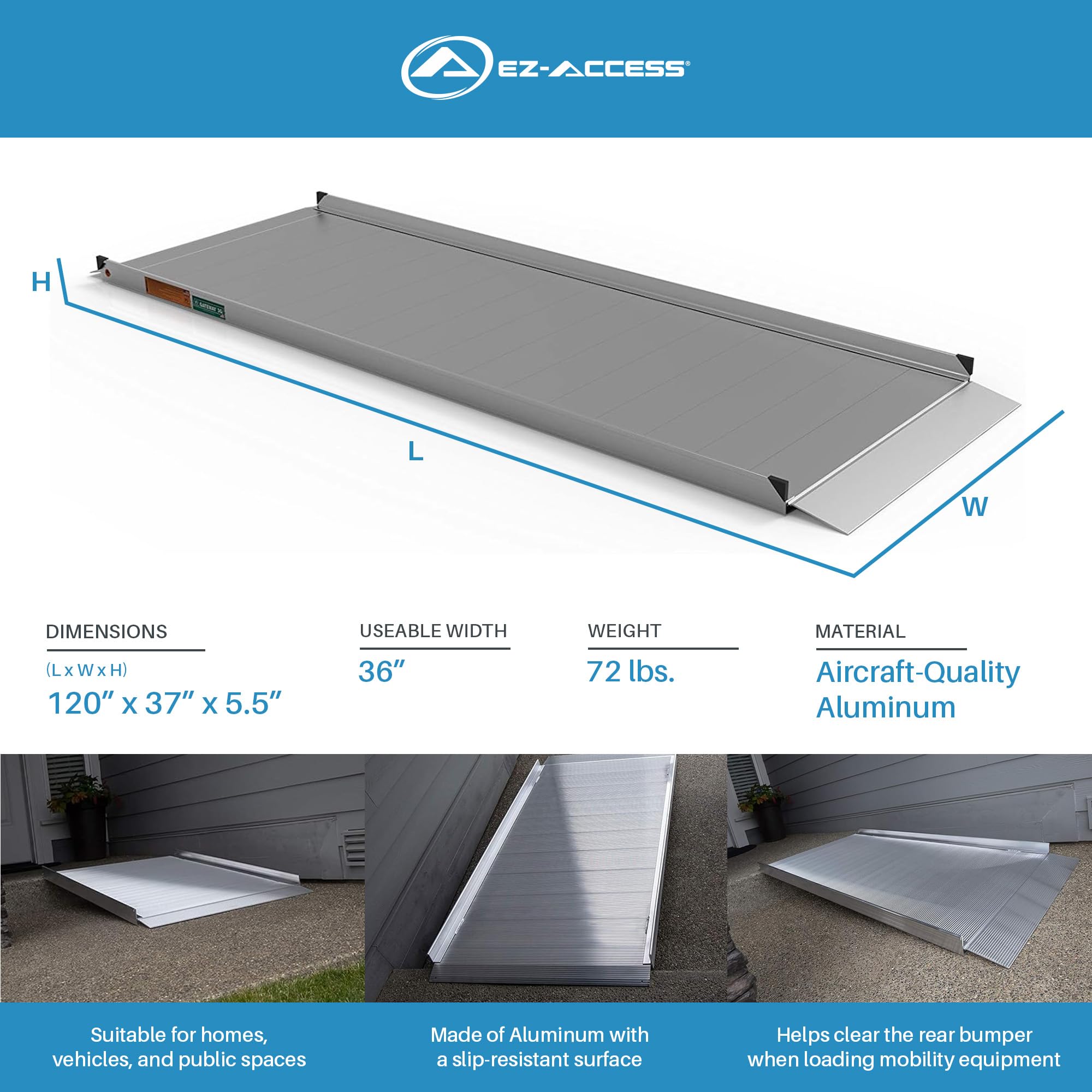 EZ-ACCESS GATEWAY 3G 10 Foot Aluminum Portable Wheelchair Mobility ...