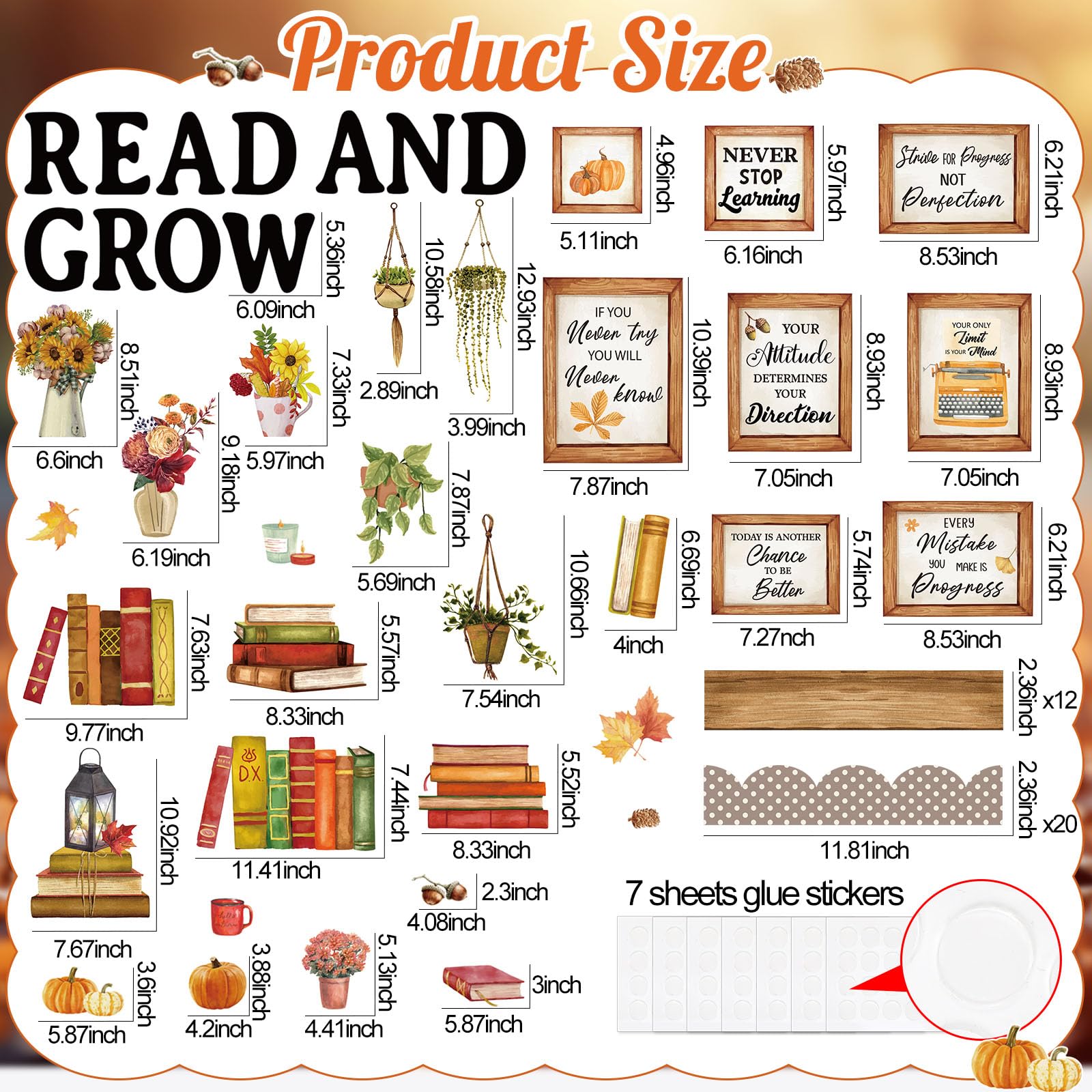 Snapklik.com : Bookshelf Bulletin Board Set Read And Grow Motivational ...