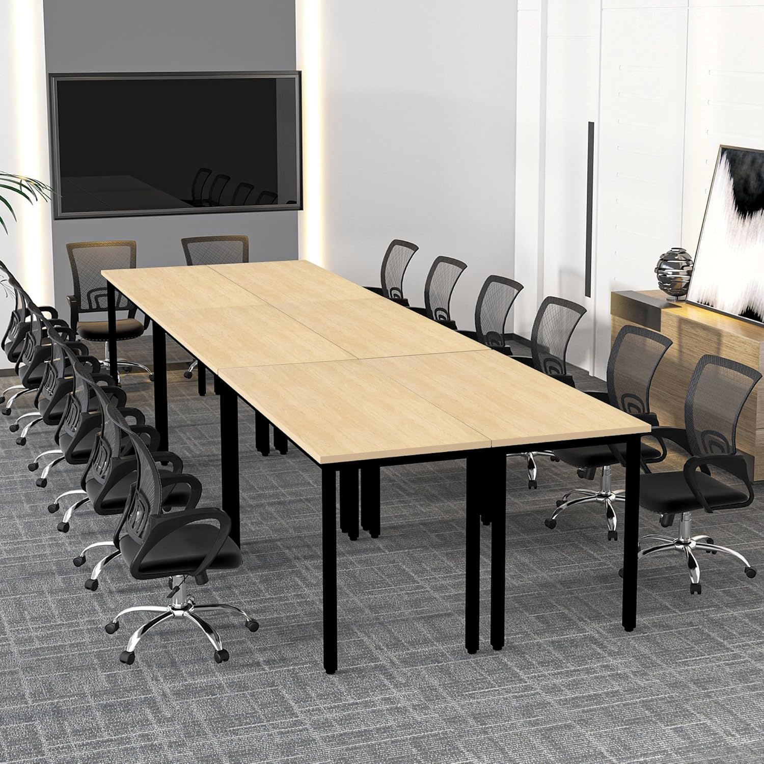 Amazon.com: Bonzy Home 12ft Conference Tables Chair Set, 142"x47"x30 ...