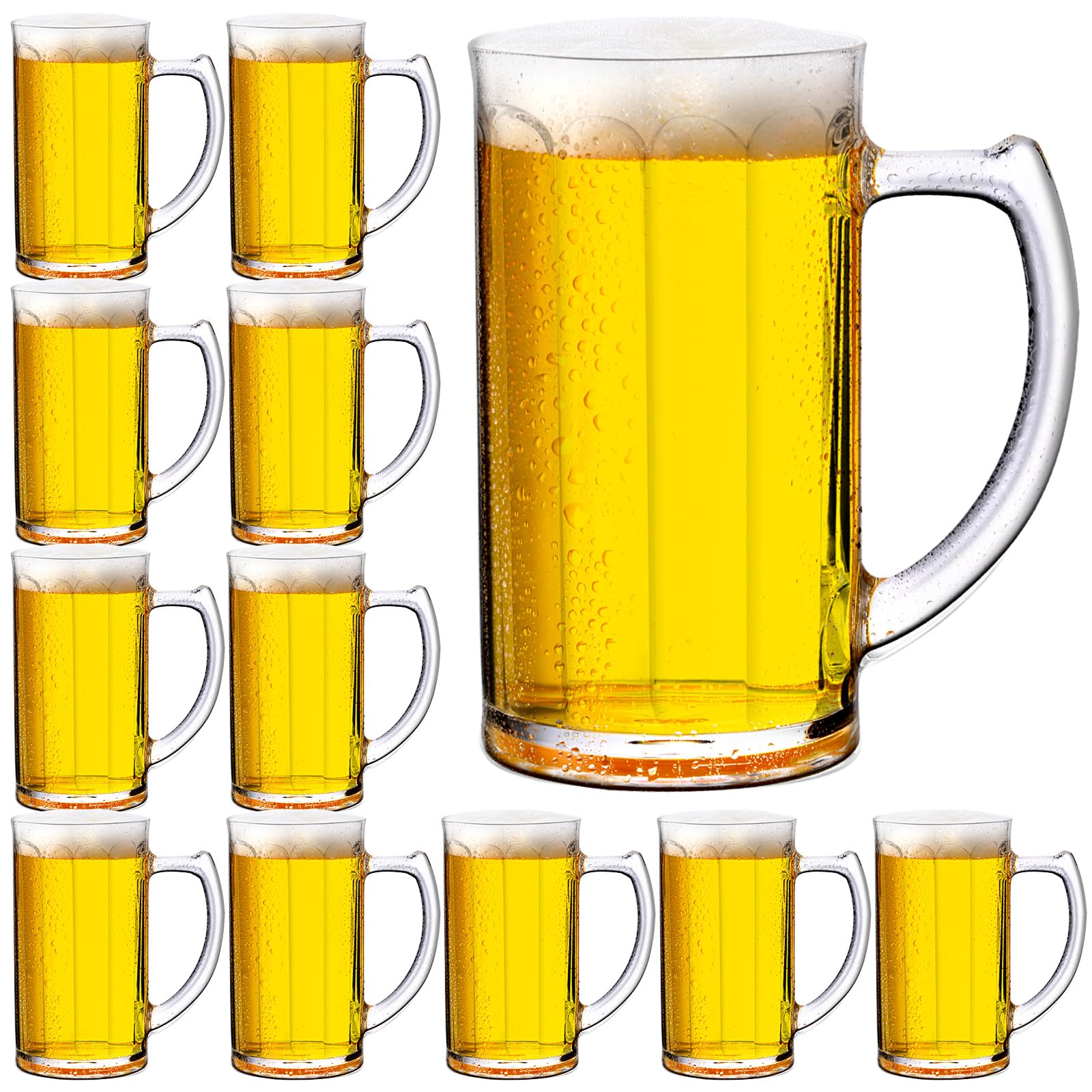 Amazon.com | Domensi 12 Pcs 12 oz Small Plastic Beer Mugs with Handles ...