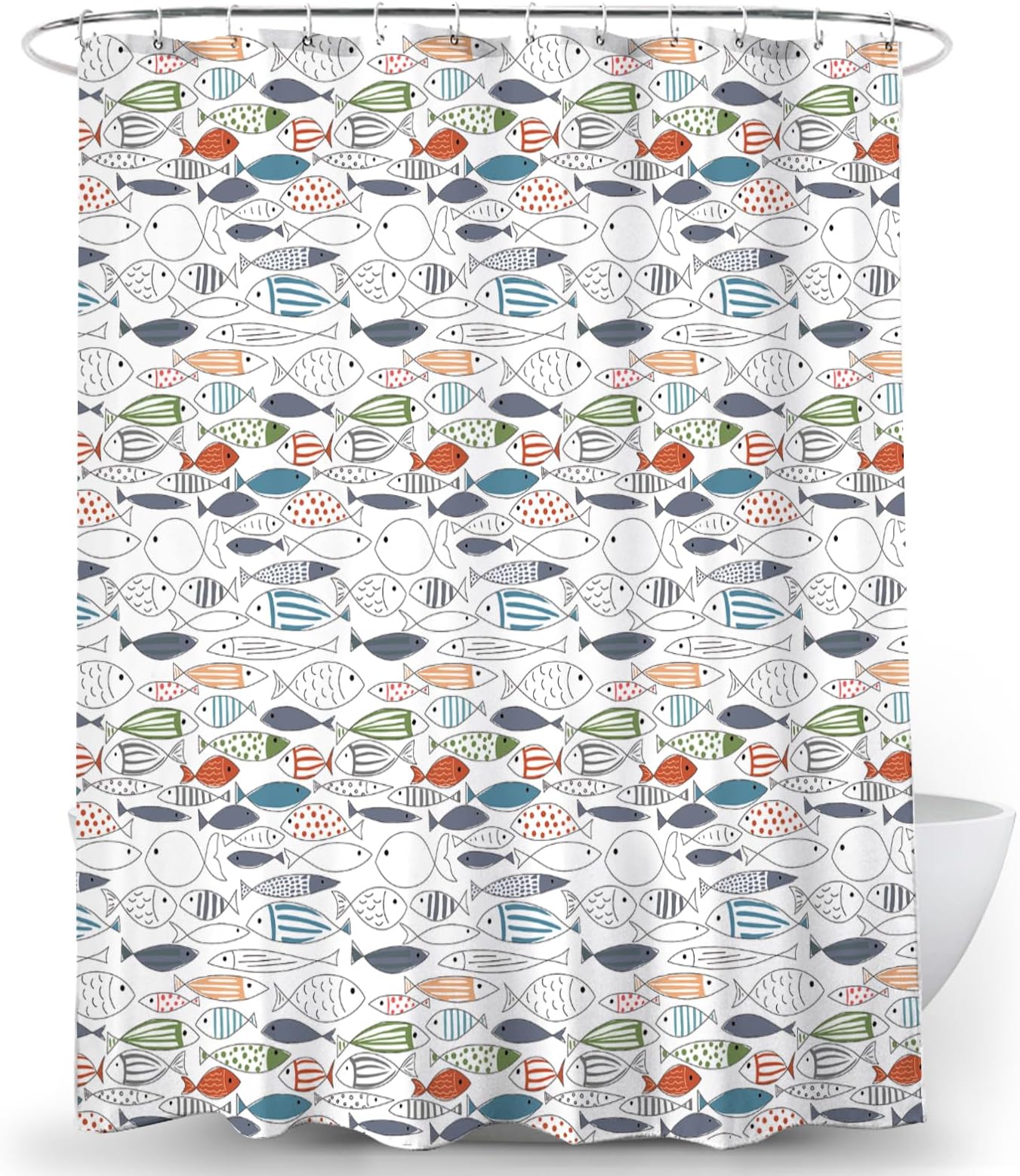 Amazon.com: Durable Blue Shower Curtain Set with Hooks, Fabric ...