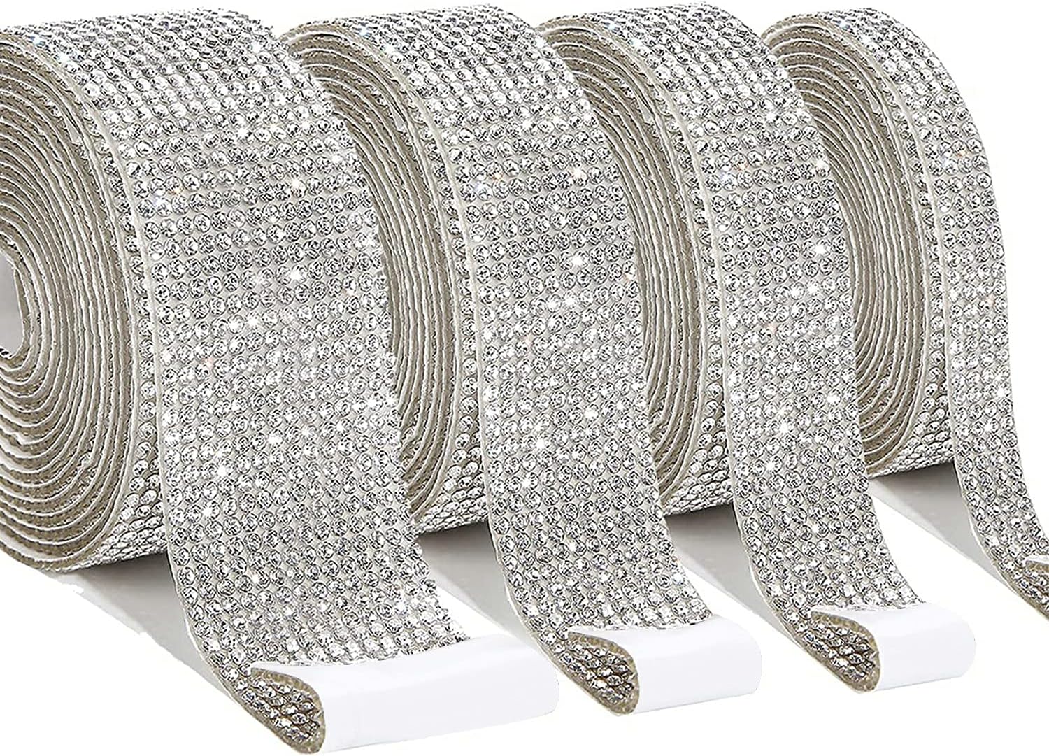 Lot de 8 rouleaux de ruban strass Cludoo argenté auto-adhésif pour ...