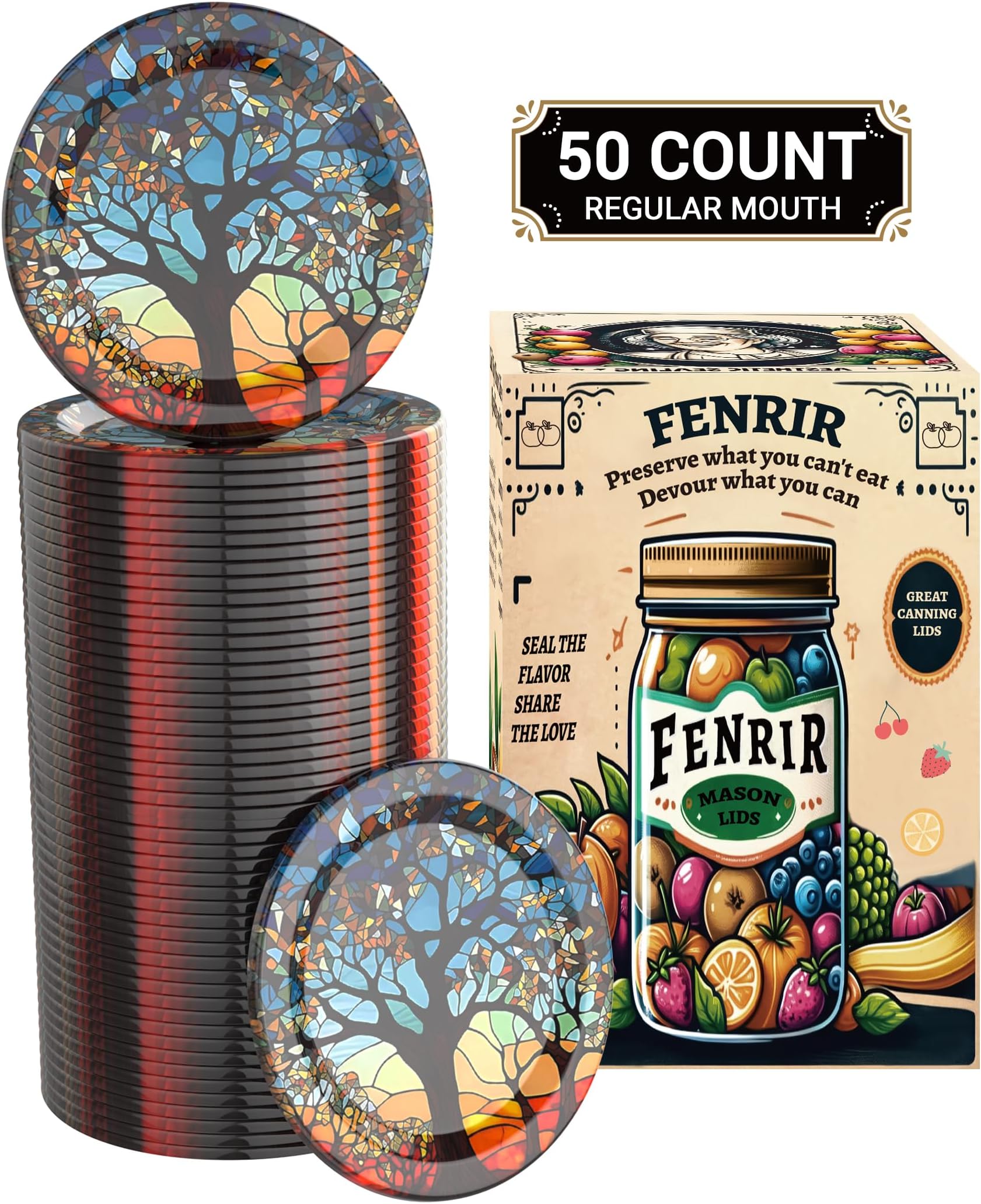 Amazon.com: Mason Jar Lids - Decorative Canning Caps Fit Regular Mouth ...