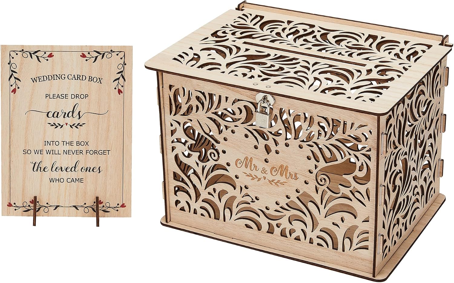 Amazon.com: AW BRIDAL Wedding Card Box with Card Sign, Mr Mrs Gift Box ...