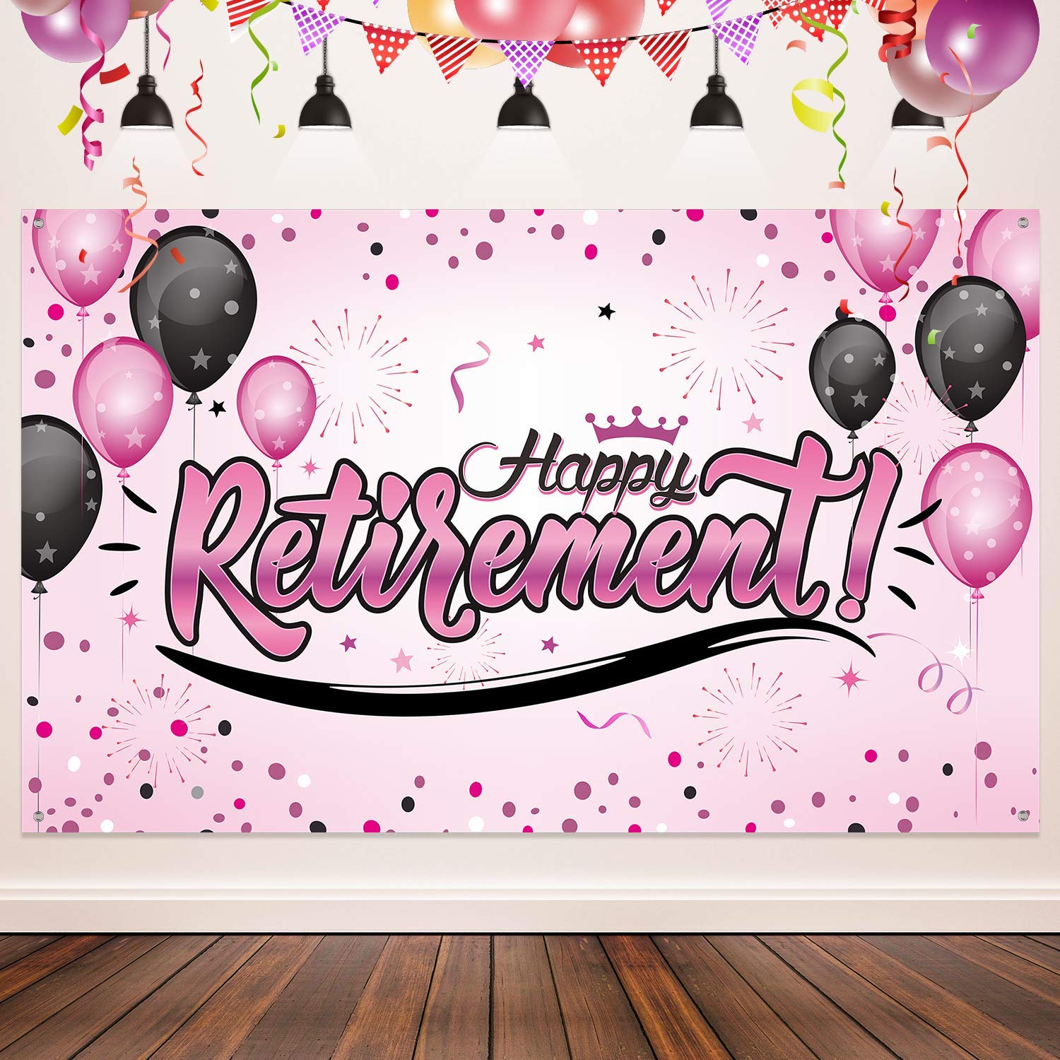 Theme My Party Happy Retirement Party Decorations, Giant Black and Gold ...