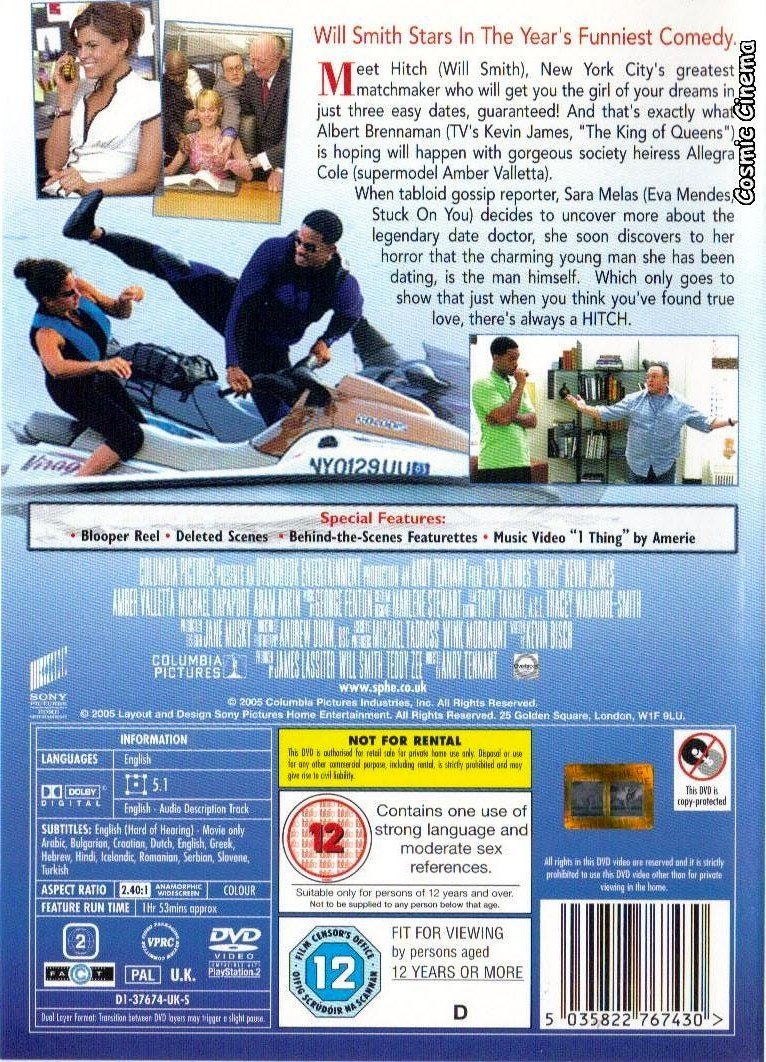 Hitch [DVD] [2005]: Amazon.co.uk: Eva Mendes, Will Smith, Kevin James ...