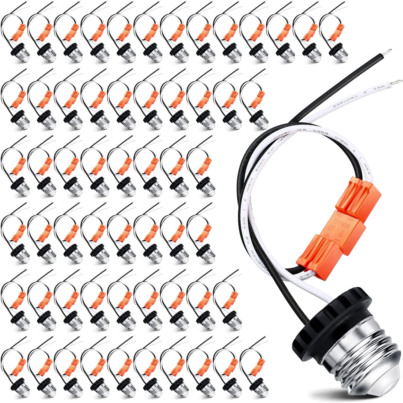 Zhengmy 50 Pack E26 Socket Adapter, Medium Base Male Screw in Light ...