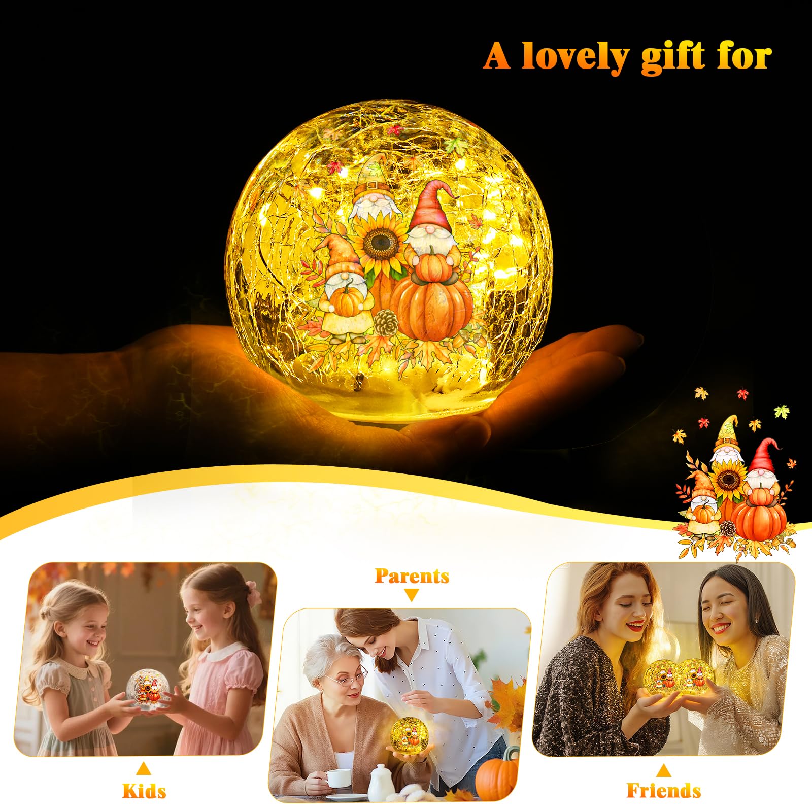 Snapklik.com : FRAMICS 2 PCS Fall Decorations For Home 4" Gnome Pumpkin ...