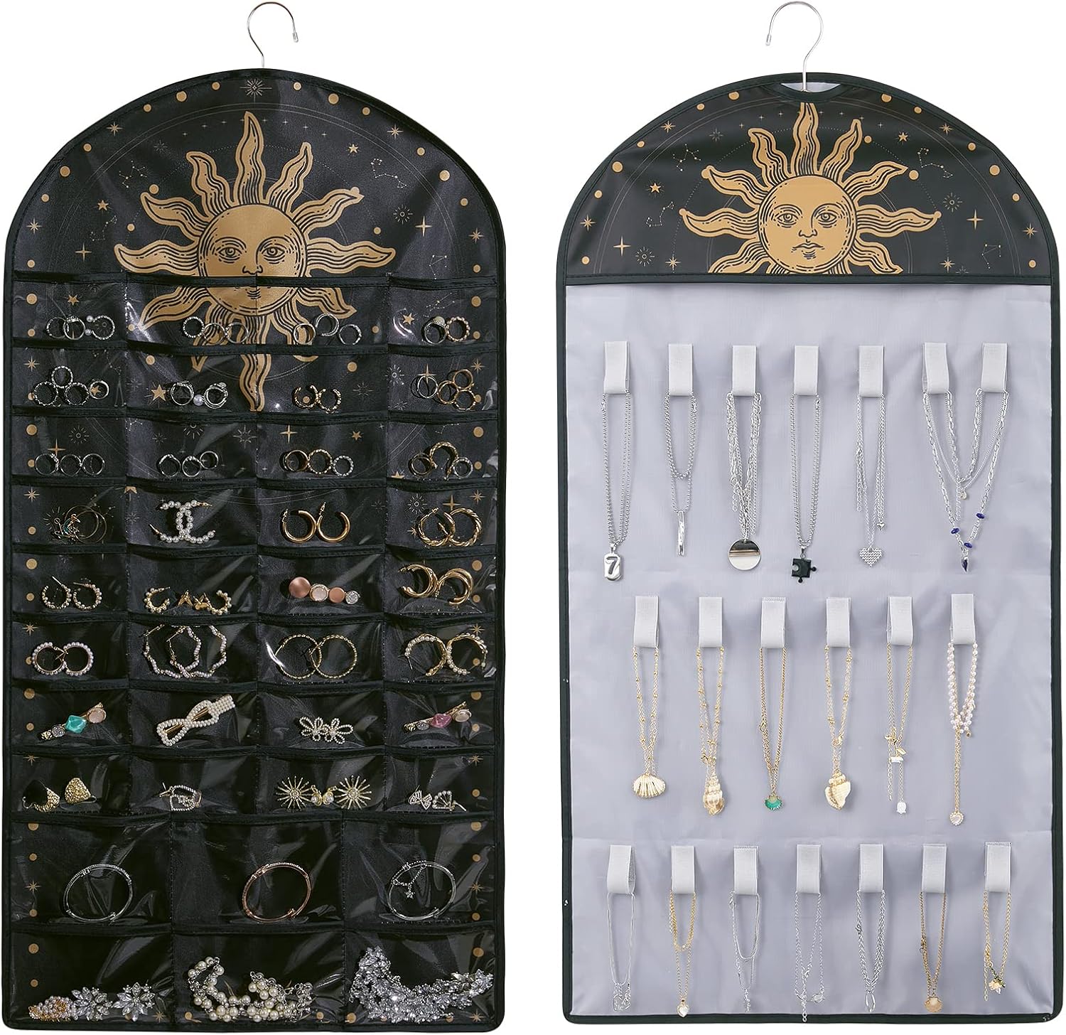 Amazon.com: FIOBEE Hanging Jewelry Organizer Earring Holder Necklace ...