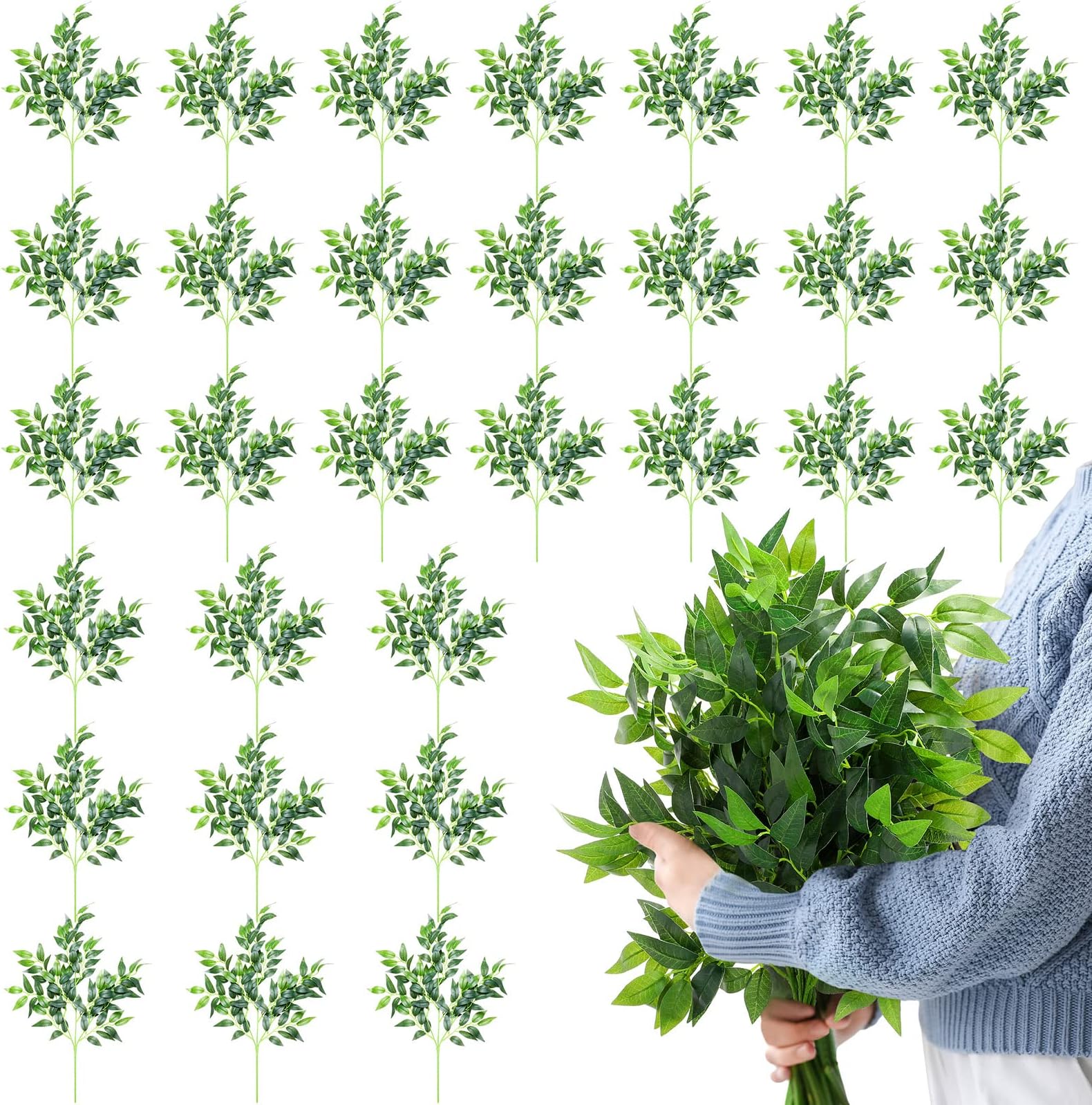 Amazon.com: 50 Pcs Artificial Italian Ruscus Greenery Stems 26.8 Inch ...