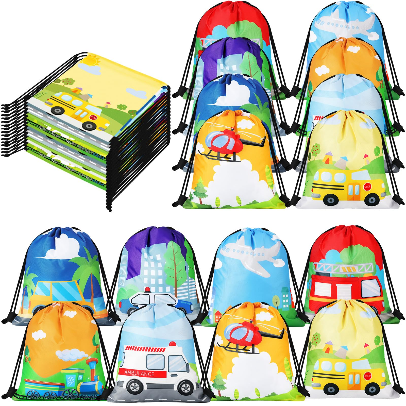 Amazon.com: Ferraycle 24 Pcs Transportation Drawstring Backpacks ...