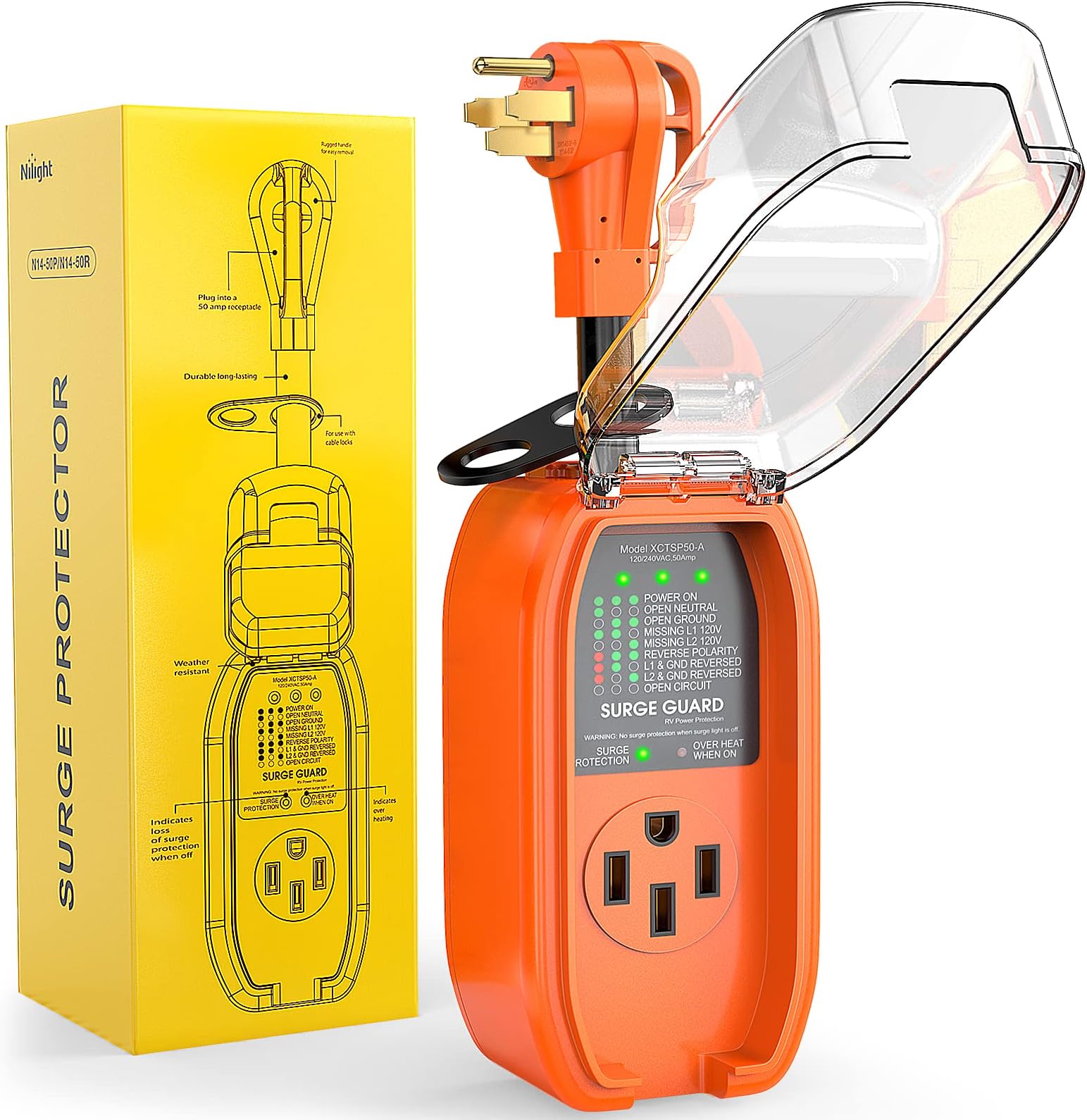 Amazon.com: Nilight 50Amp RV Surge Protector Circuit Analyzer 4200 ...