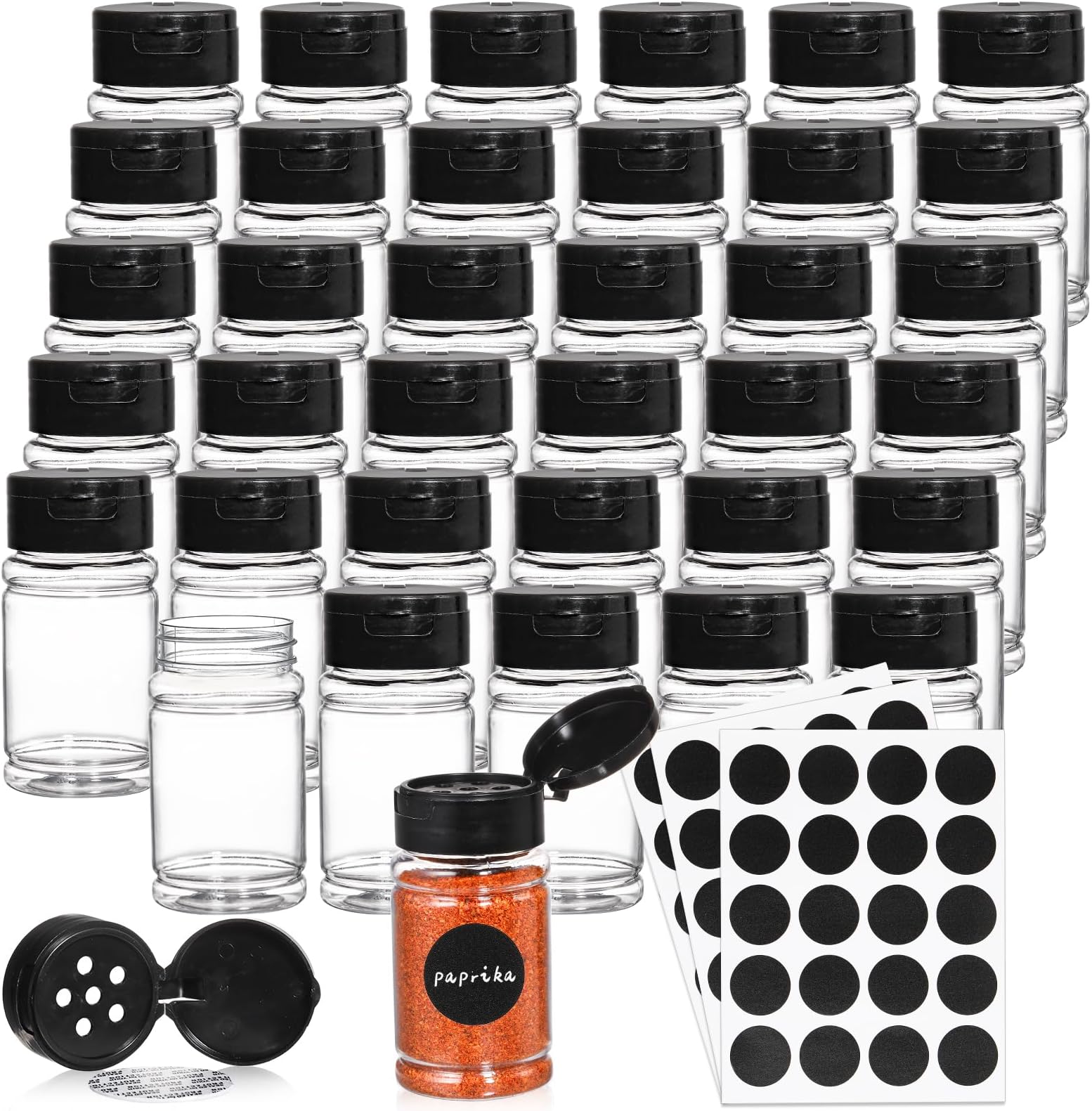 Amazon.com: Tosnail 36 Pack 2.7 Oz Small Plastic Spice Bottles with ...