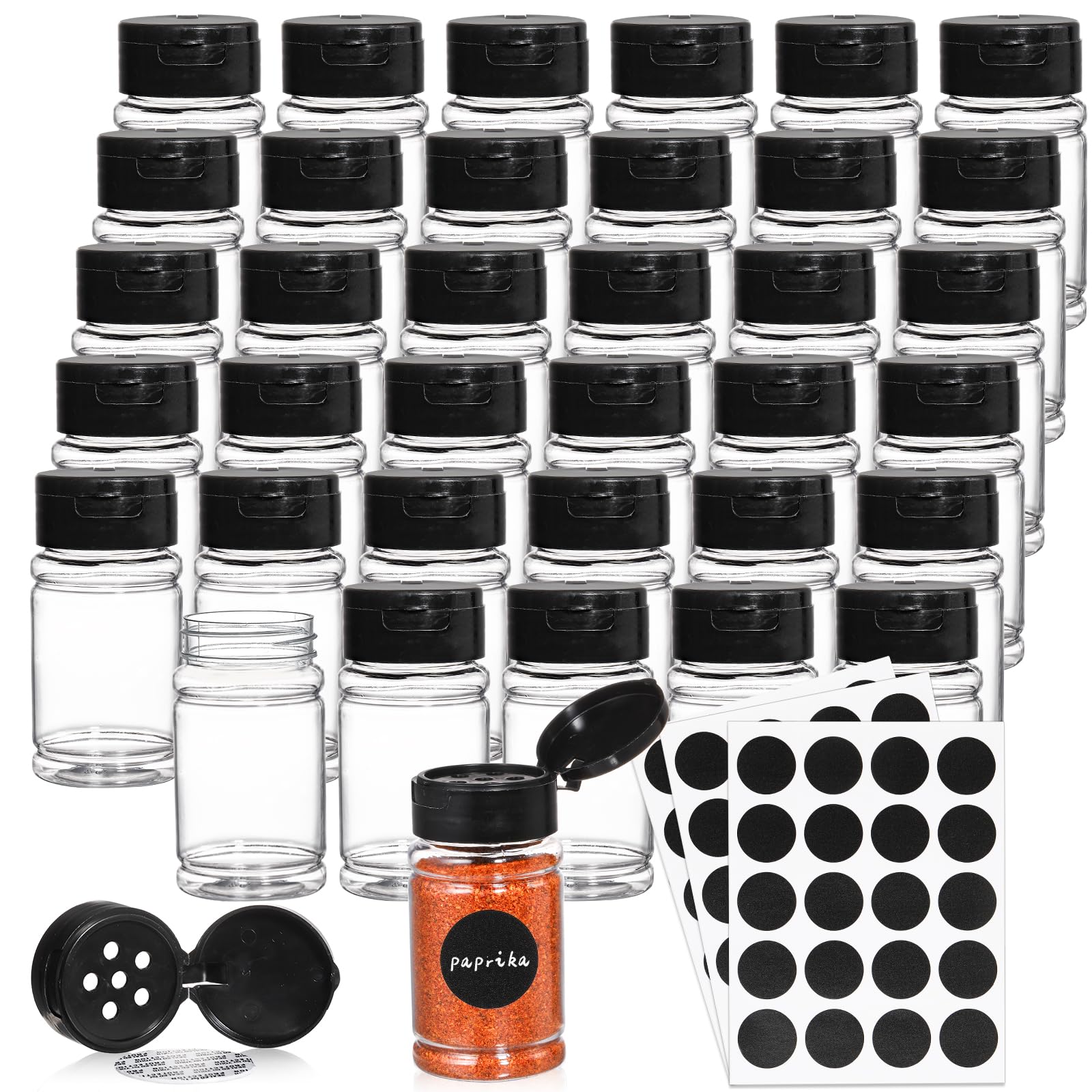 Amazon.com: Tosnail 36 Pack 2.7 Oz Small Plastic Spice Bottles with ...