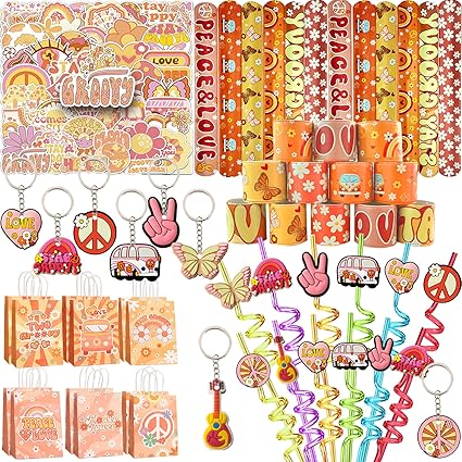 Amazon.com: CHSLtmxq 110PCS Groovy Party Favors Set Retro Hippie ...