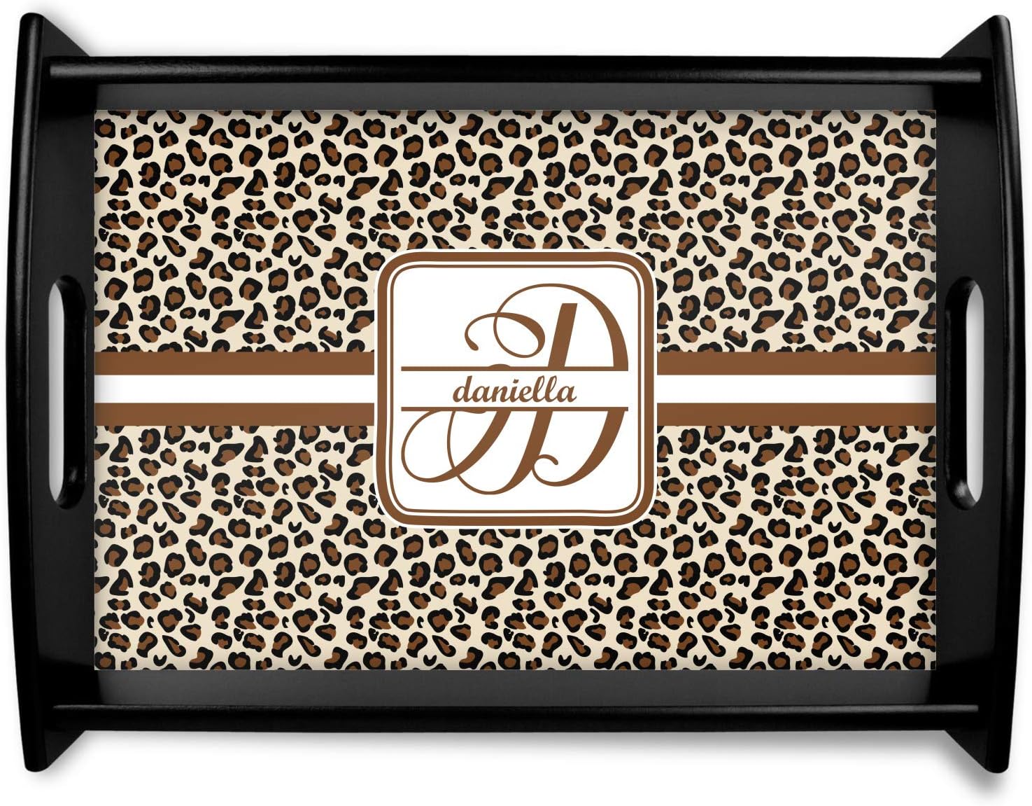 Amazon.com: Personalized Leopard Print Black Wooden Tray - Large : Home ...