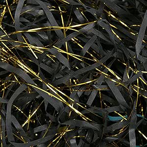 Amazon.com: ZOOYOO Black and Gold Cut Paper Shred Filler 100 Grams for ...