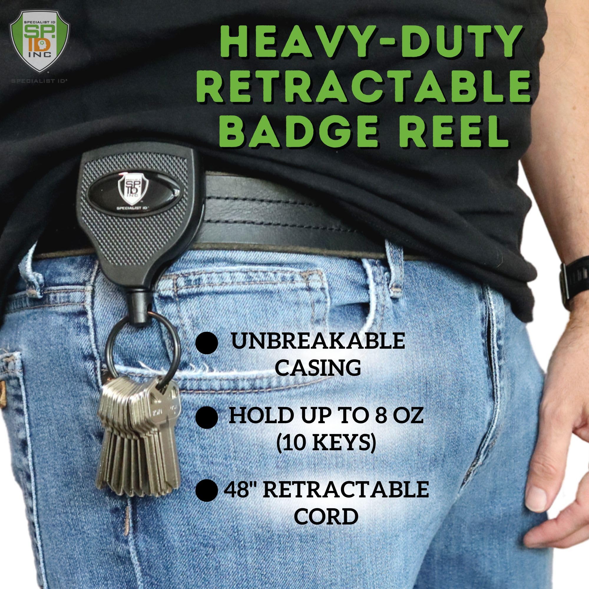 Belt Clip Key Holder Specialist ID Heavy Duty Retractable Keychain - 48 ...