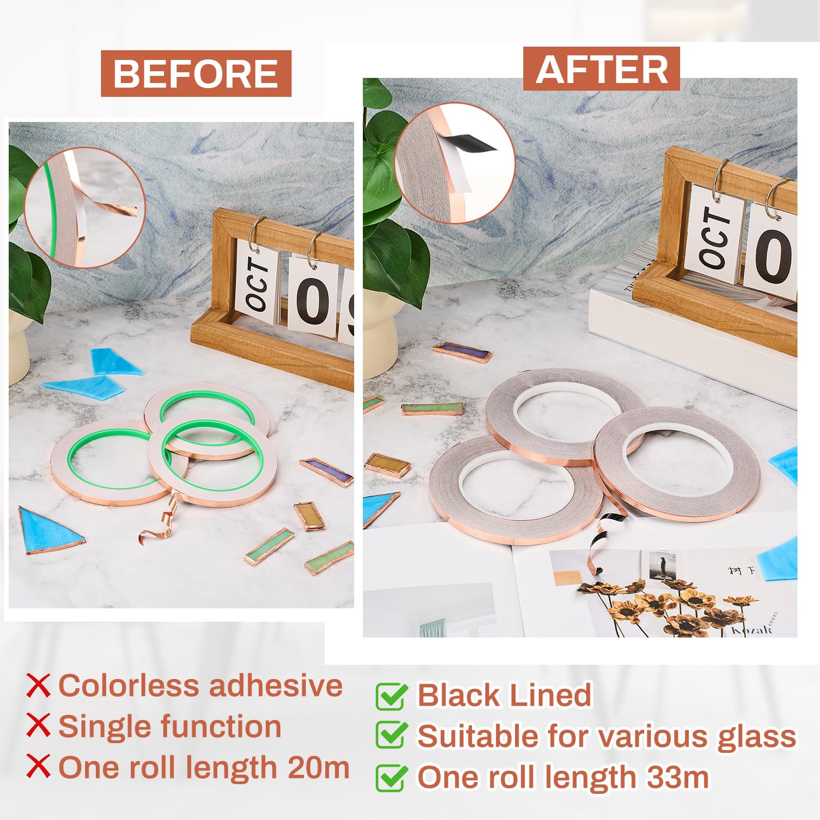 Snapklik.com : Innconee 5 Pcs Black Backed Copper Foil Stained Glass ...