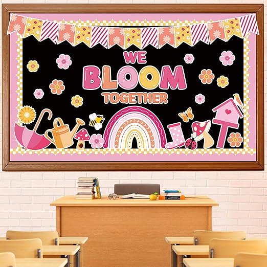 Amazon.com: Huzobooby Spring Flower Bulletin Board Set, Spring Boho ...
