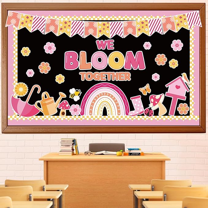Amazon.com: Huzobooby Spring Flower Bulletin Board Set, Spring Boho ...