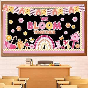 Amazon.com: Huzobooby Spring Flower Bulletin Board Set, Spring Boho ...