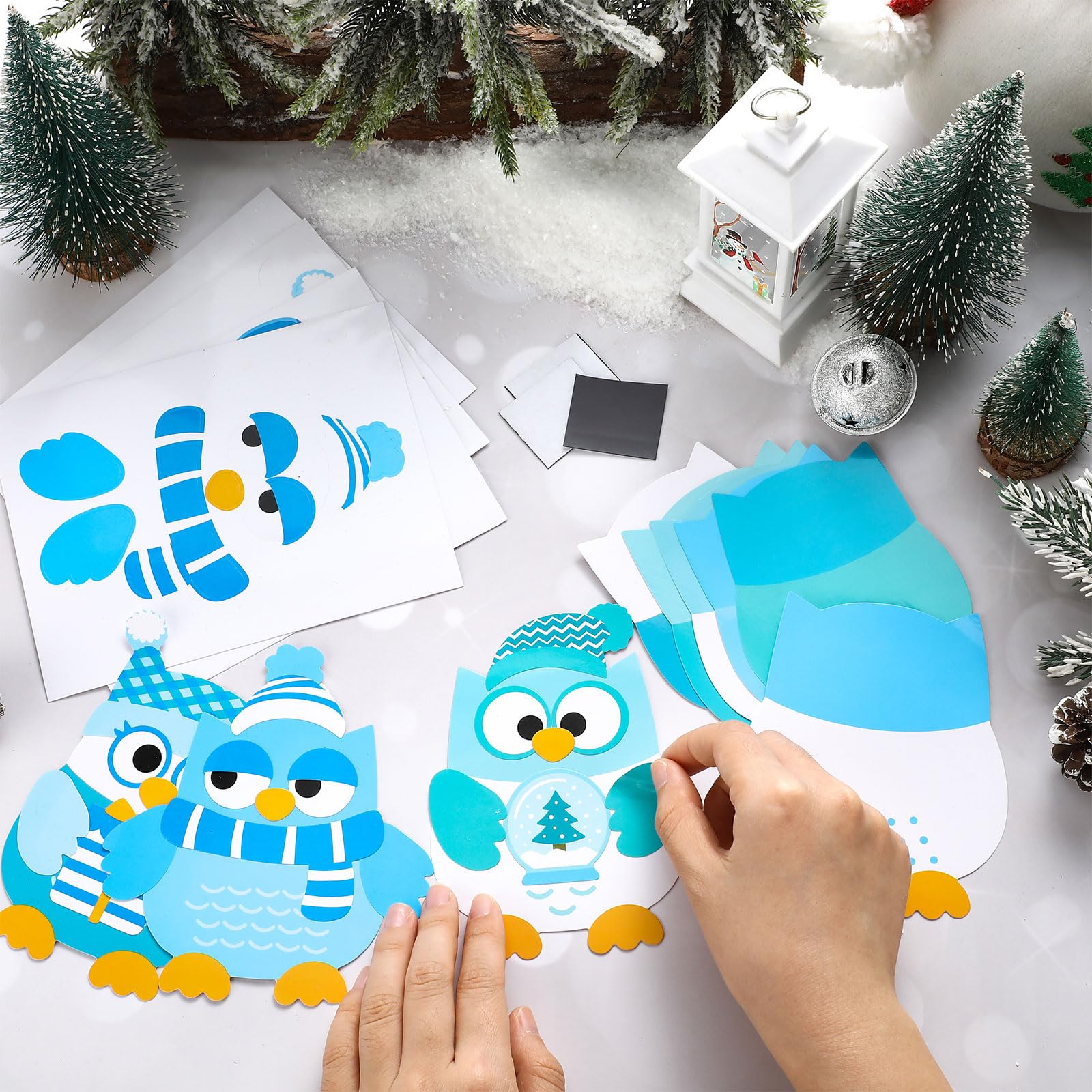 Snapklik.com : 30 Sets Winter Craft Kit DIY Winter Owl Magnet Art Craft ...
