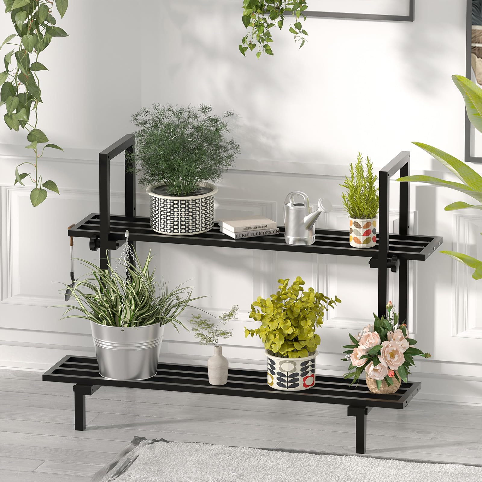 PAKASEPT 2 Tier Plant Stand - Heavy Duty Plant Holder, Metal Sturdy ...