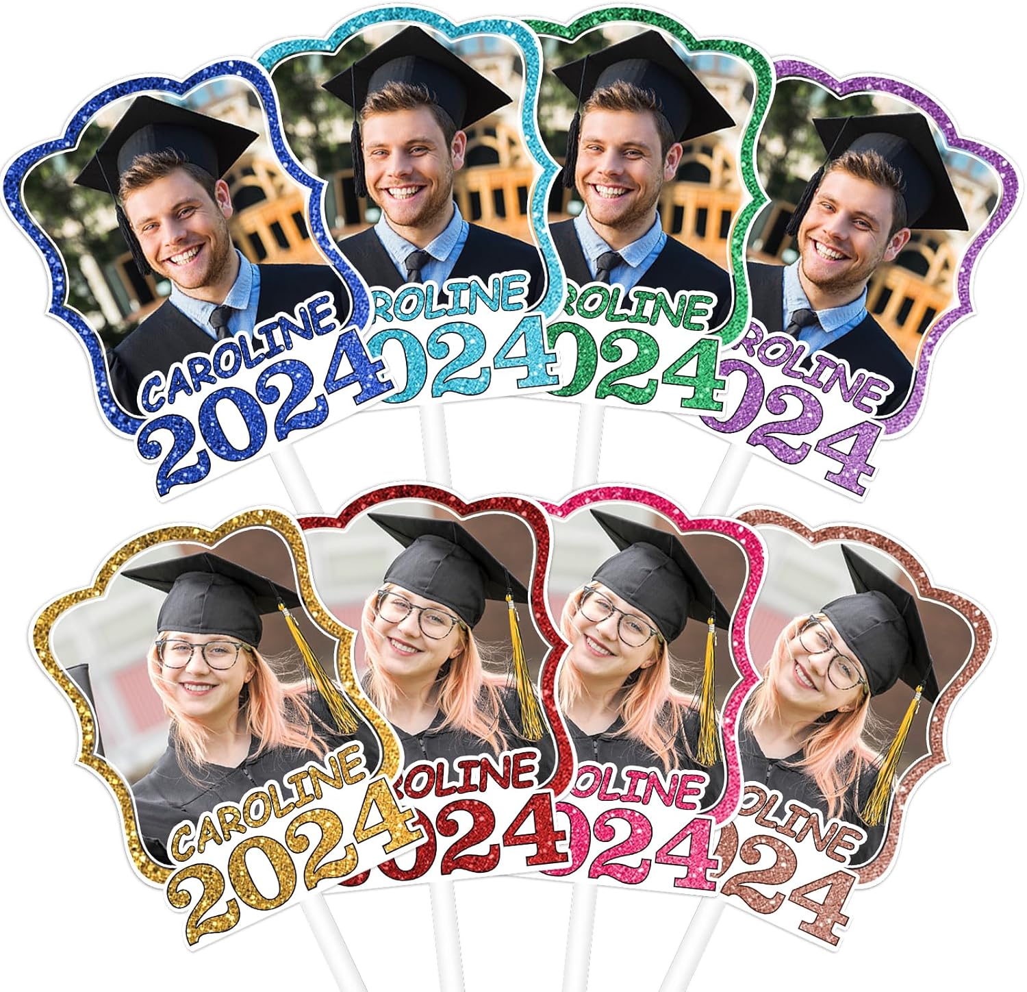 Amazon.com: Fat Face Heads on Stick Graduation Custom Photo Face Fans ...