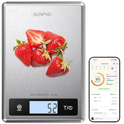 RENPHO Smart Food Scale, Digital Kitchen Scale for Food Ounces and ...