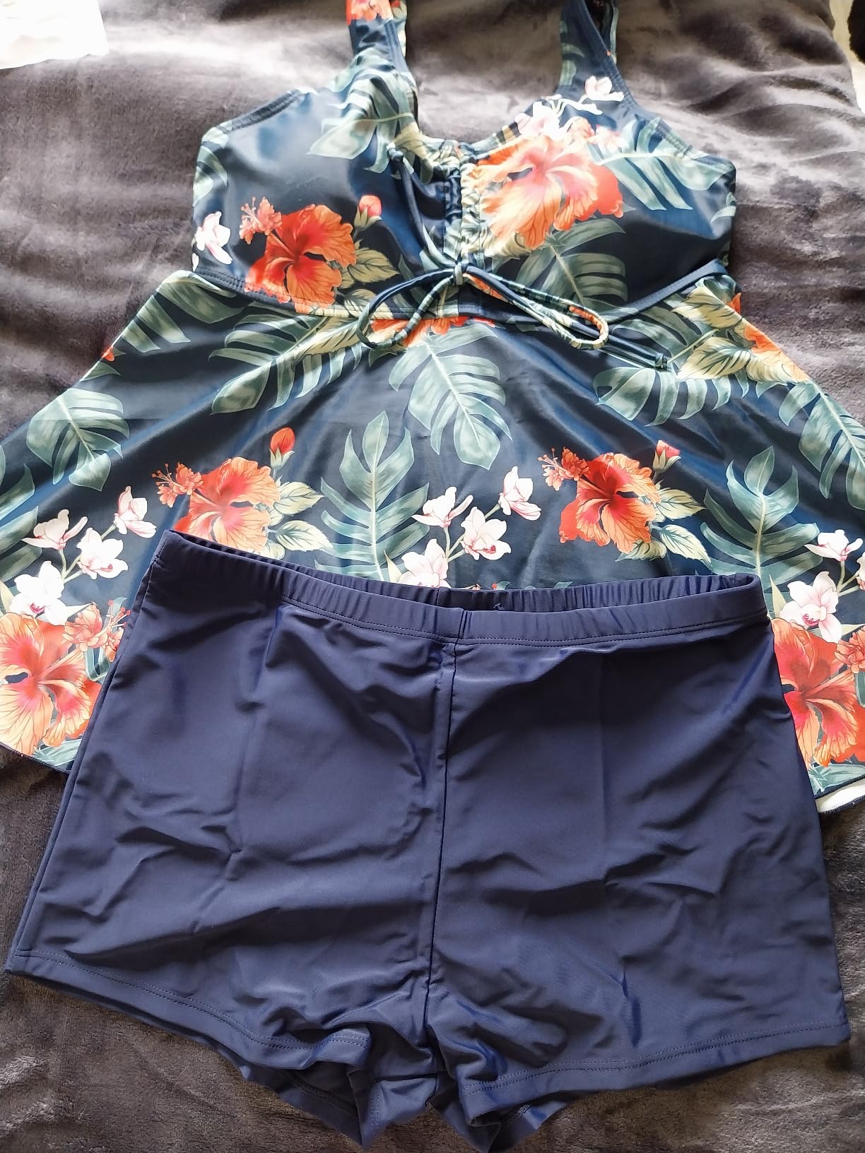 UMIPUBO Maillot de Bain Femme 2 Pieces Tankini Shorty Sexy Col en V ...