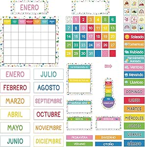Amazon.com : AmazingSpark 85 Pcs Spanish Classroom Calendar Bulletin ...