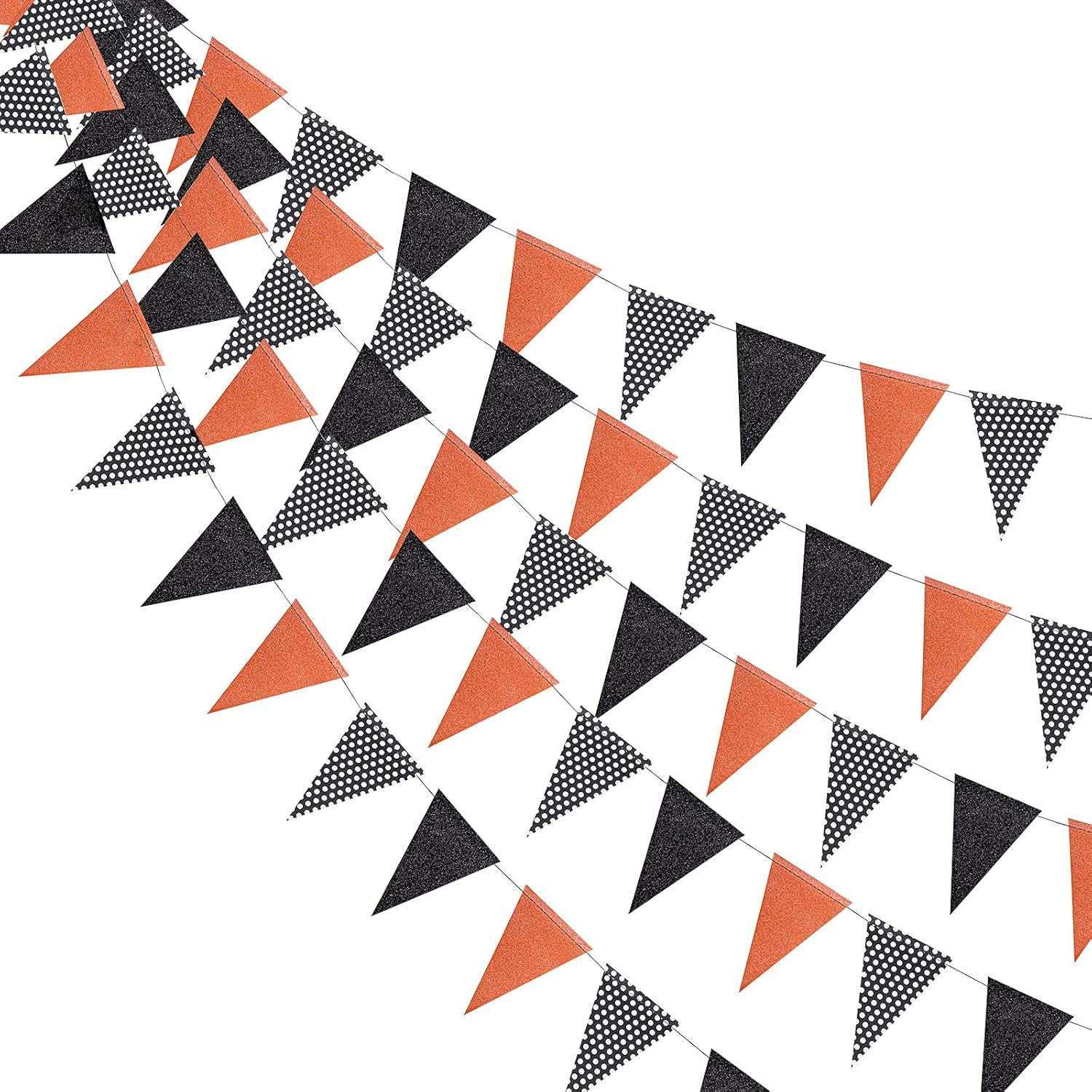 Buy Cheerland Glitter Black Orange White Dot Triangle Flag Banner ...