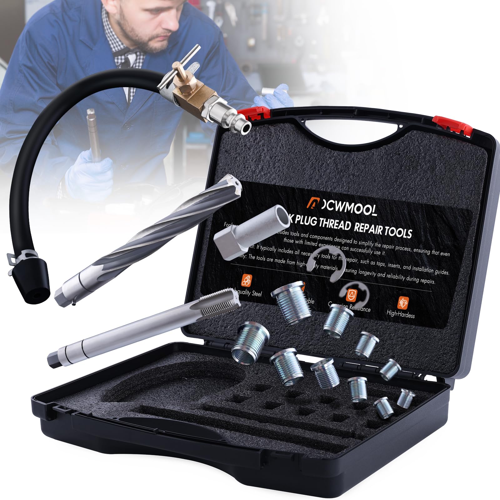 Amazon.com: Spark Plug Thread Repair Kit, 38900 Two Valve Tool Kit for ...