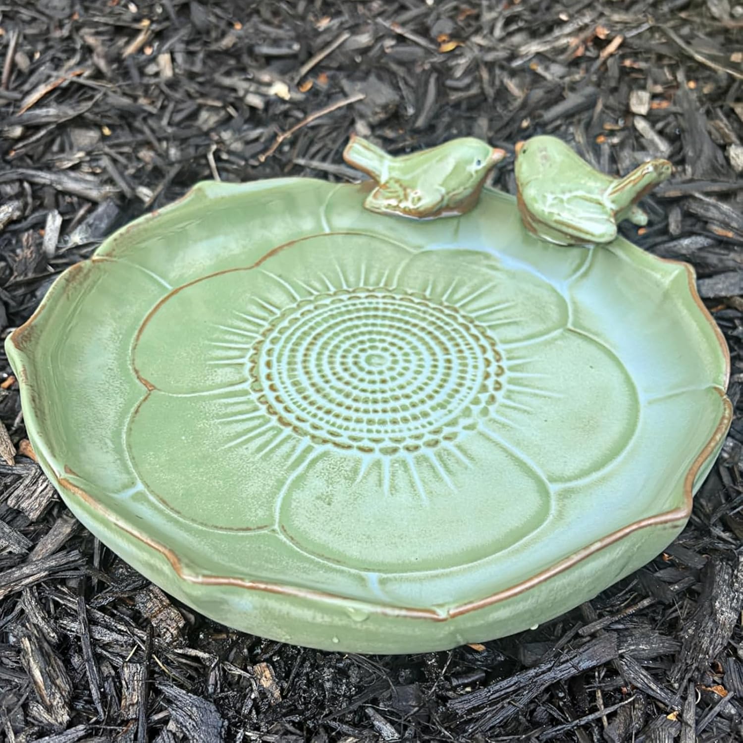 Amazon.com: aunosit Bird Bath for Outside on Ground, 10 in Ceramic ...