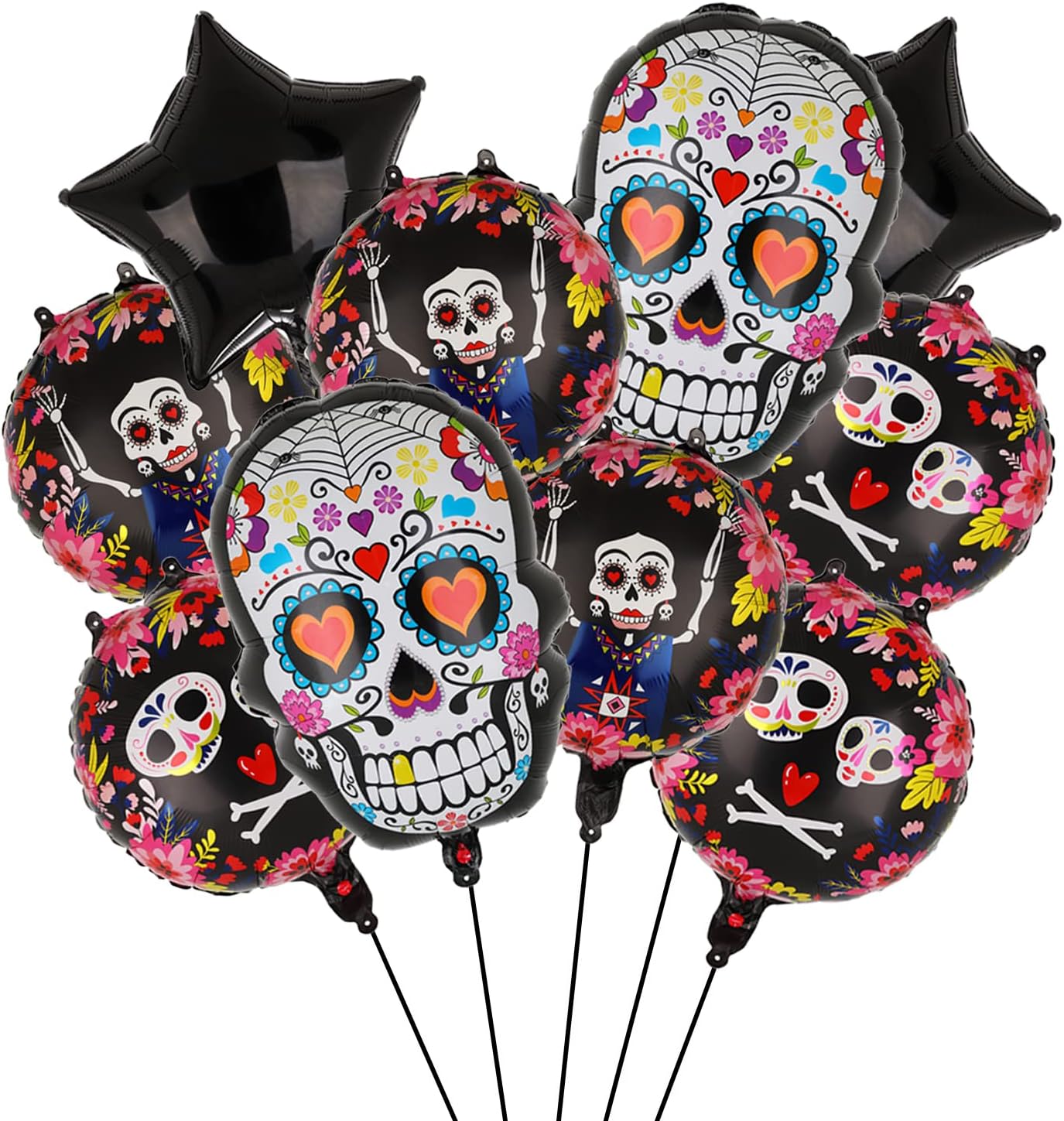 Amazon.com: Day of the Dead Sugar Skull Foil Balloon dia de los muertos ...
