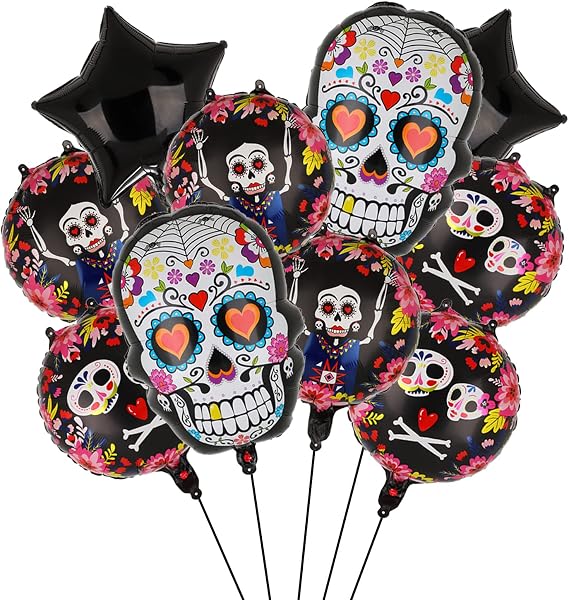 Amazon.com: Day of the Dead Sugar Skull Foil Balloon dia de los muertos ...