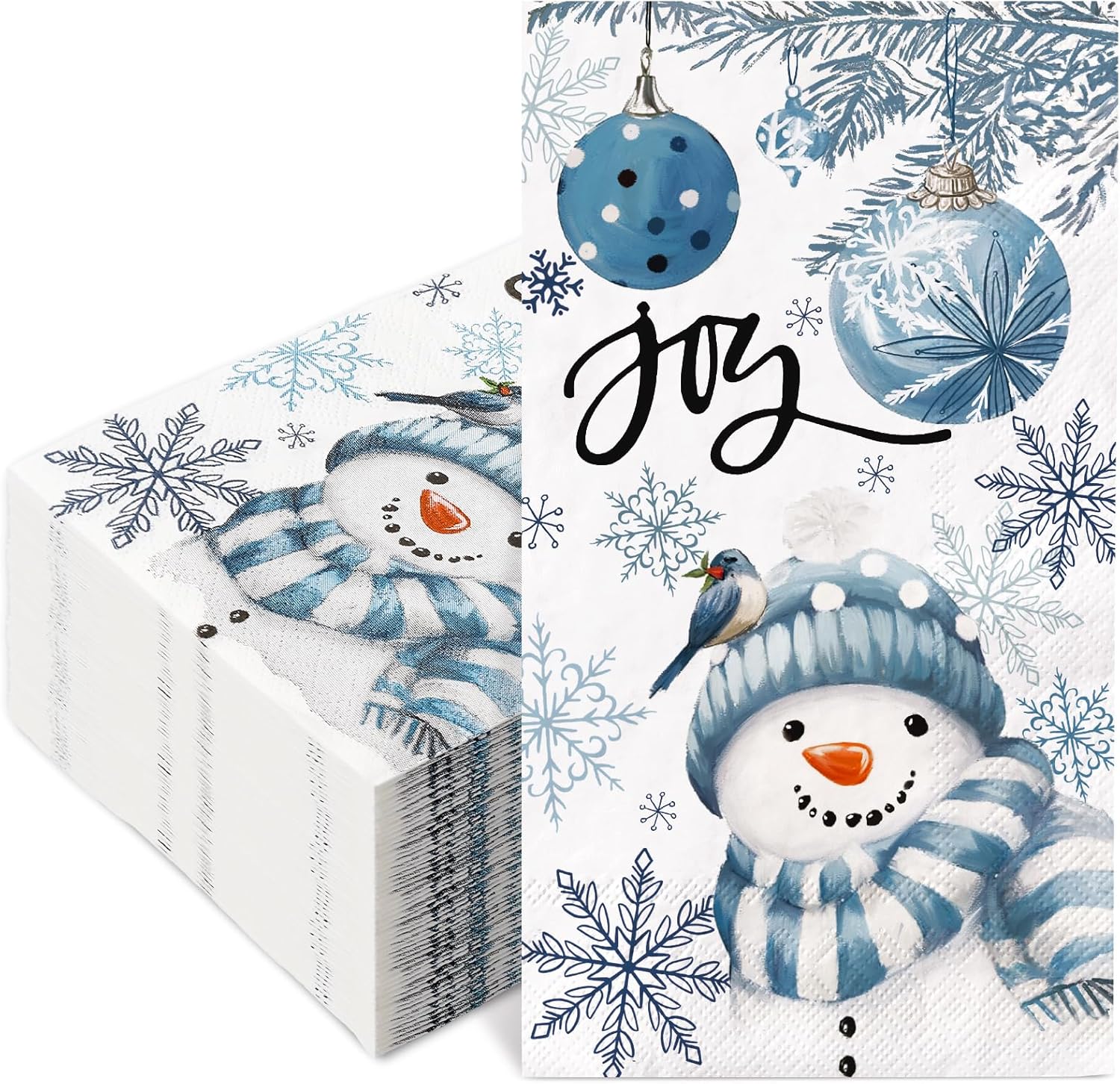 Amazon.com: JarThenaAMCS 100Pcs Winter Guest Napkins Blue Xmas Ball ...