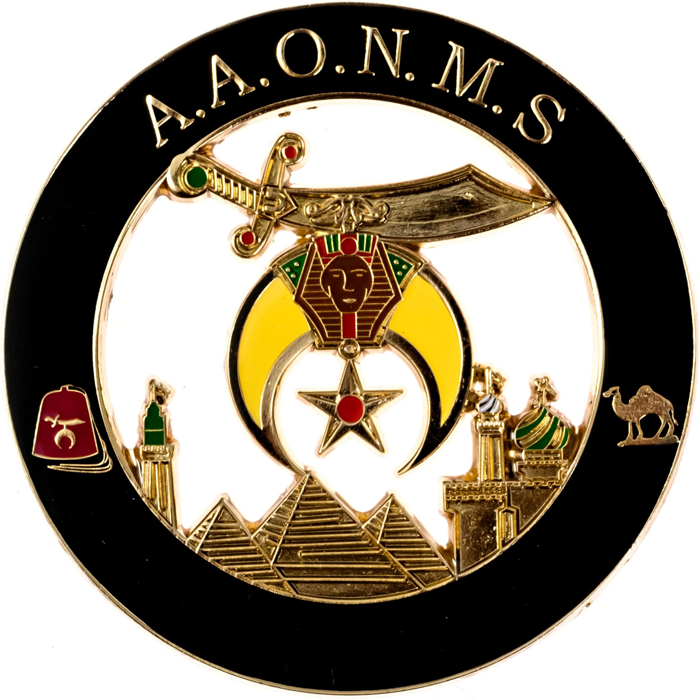 Amazon.com: York Rite Keystone Round Masonic Auto Emblem - [Black ...