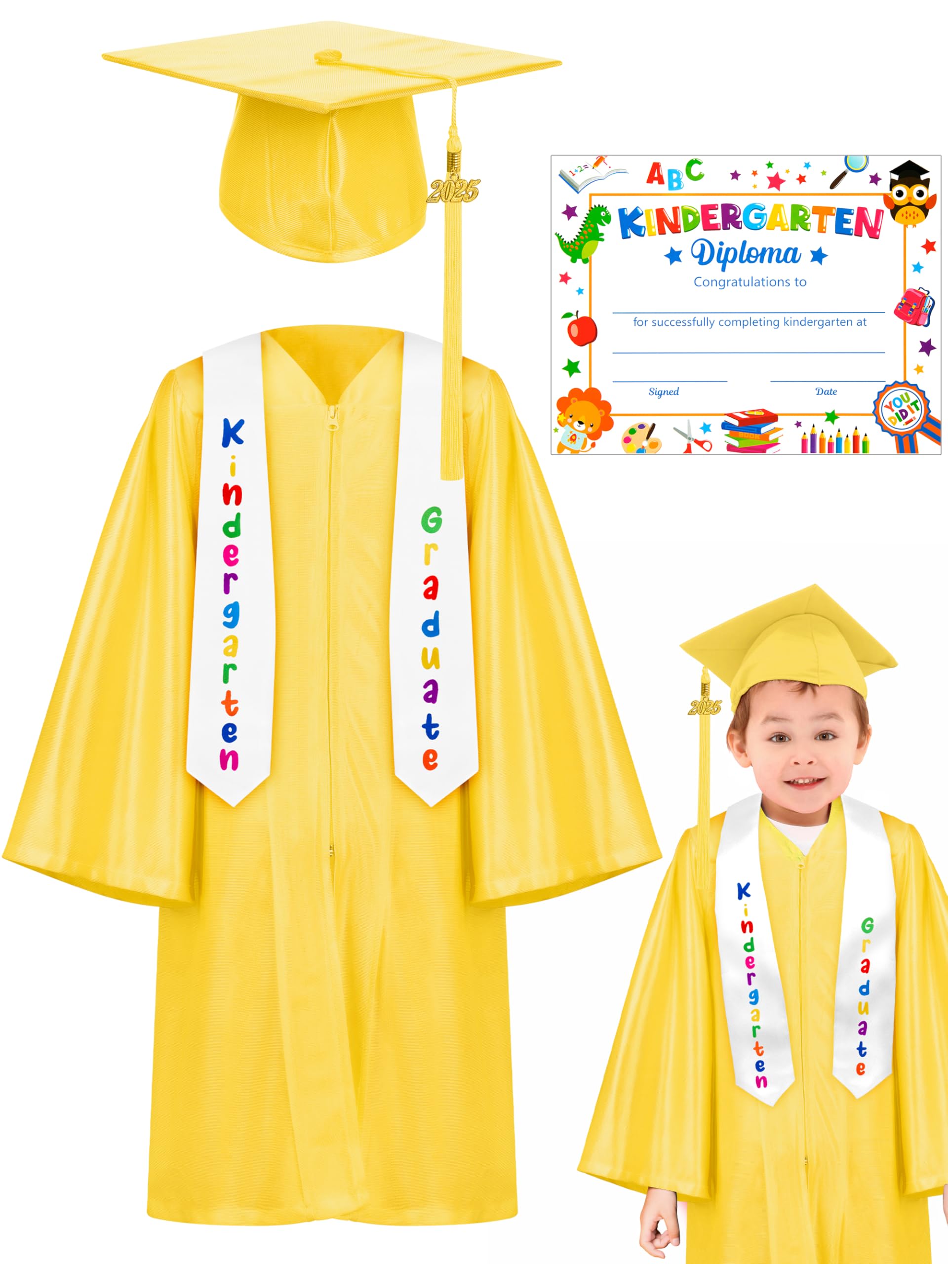 Snapklik.com : QZYL Kindergarten Graduation Cap And Gown Set, 2025 Kids ...