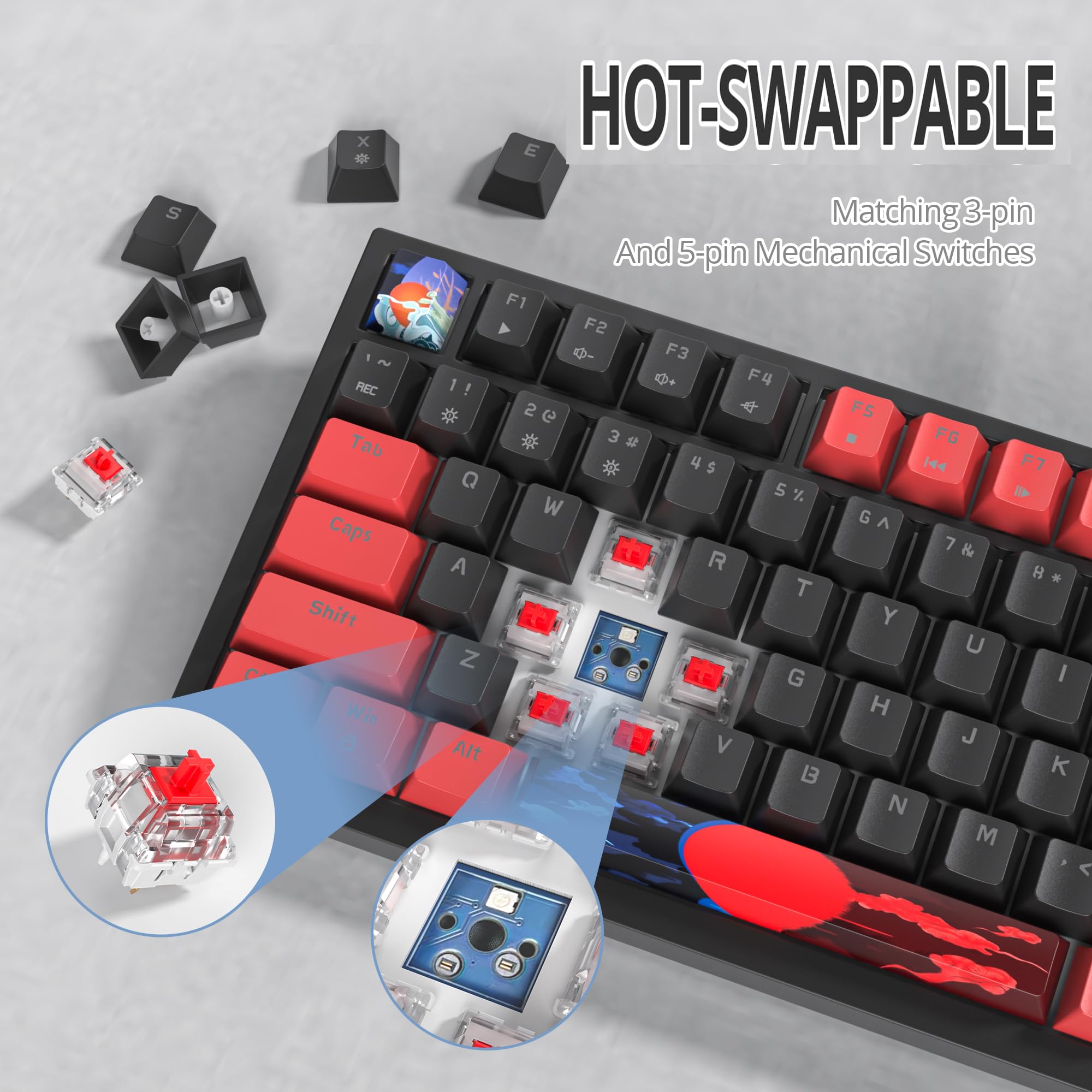 Snapklik.com : Mosptnspg 75% TKL Wired Mechanical Keyboard,RGB Backlit ...