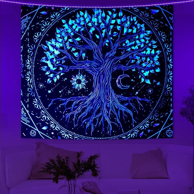 Amazon.com: Blacklight Skull Trippy Tapestry Glow In The Dark, Black ...