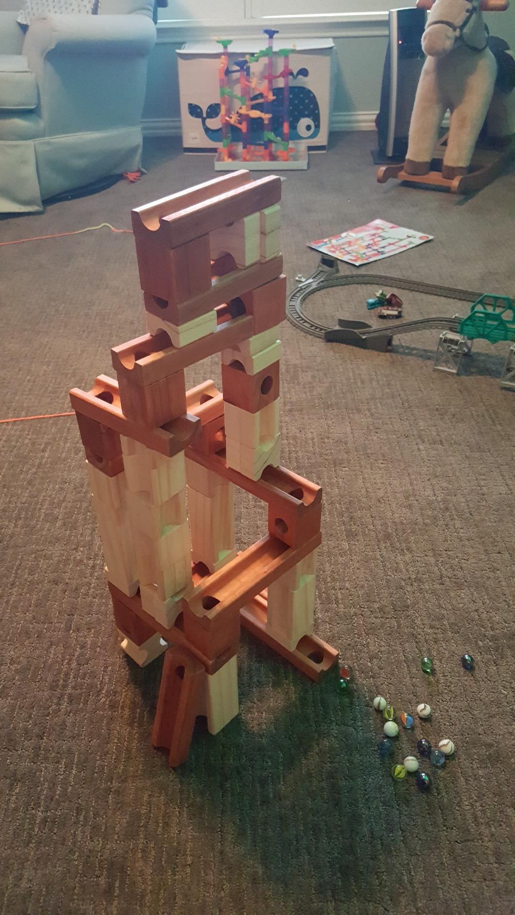 Amazon.com: Marble Run Toys, 60 Pieces Wooden Classic Ramps Track ...