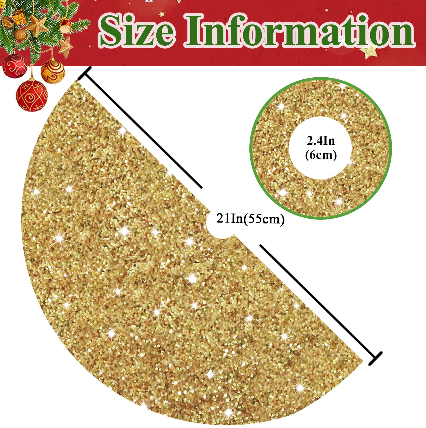 Snapklik.com : Gold Christmas Tree Skirts 21 Inches Metallic Tree Cover ...